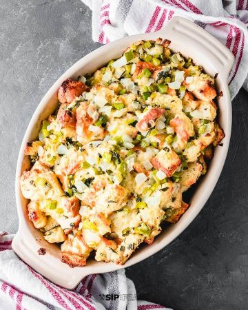 Sage And Onion Stuffing - Classic Thanksgiving Side Dish - Sip and Feast