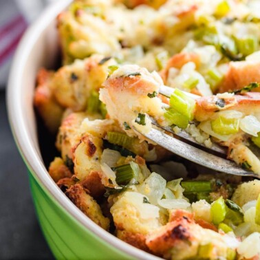 Sage And Onion Stuffing - Classic Thanksgiving Side Dish - Sip and Feast