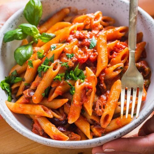 Penne Puttanesca - Outrageous Mediterranean Flavor - Sip and Feast
