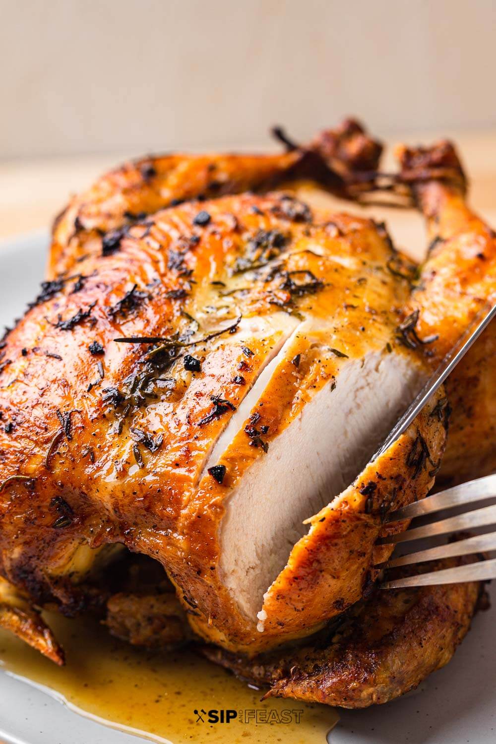 Garlic Butter Roast Chicken - Sip and Feast