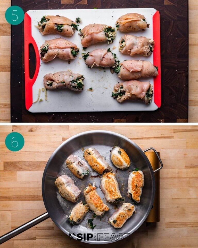 Chicken Involtini with Mushrooms, Fontina, and Spinach - Sip and Feast