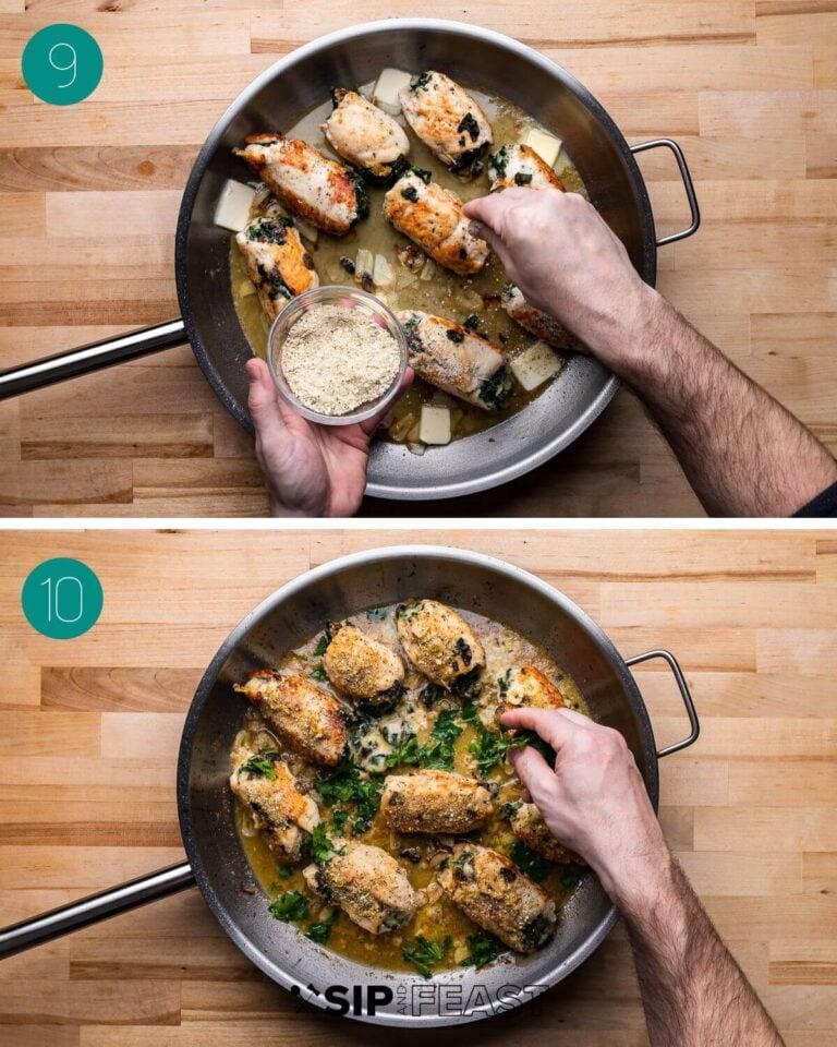 Chicken Involtini with Mushrooms, Fontina, and Spinach - Sip and Feast