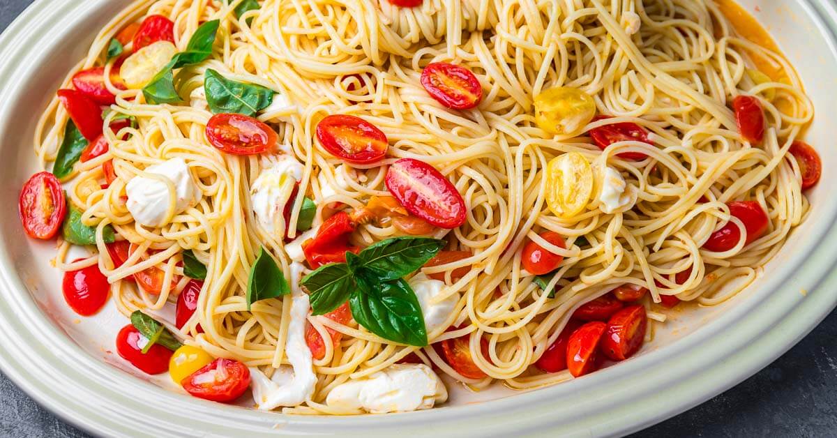 Easy Caprese Pasta - Sip and Feast