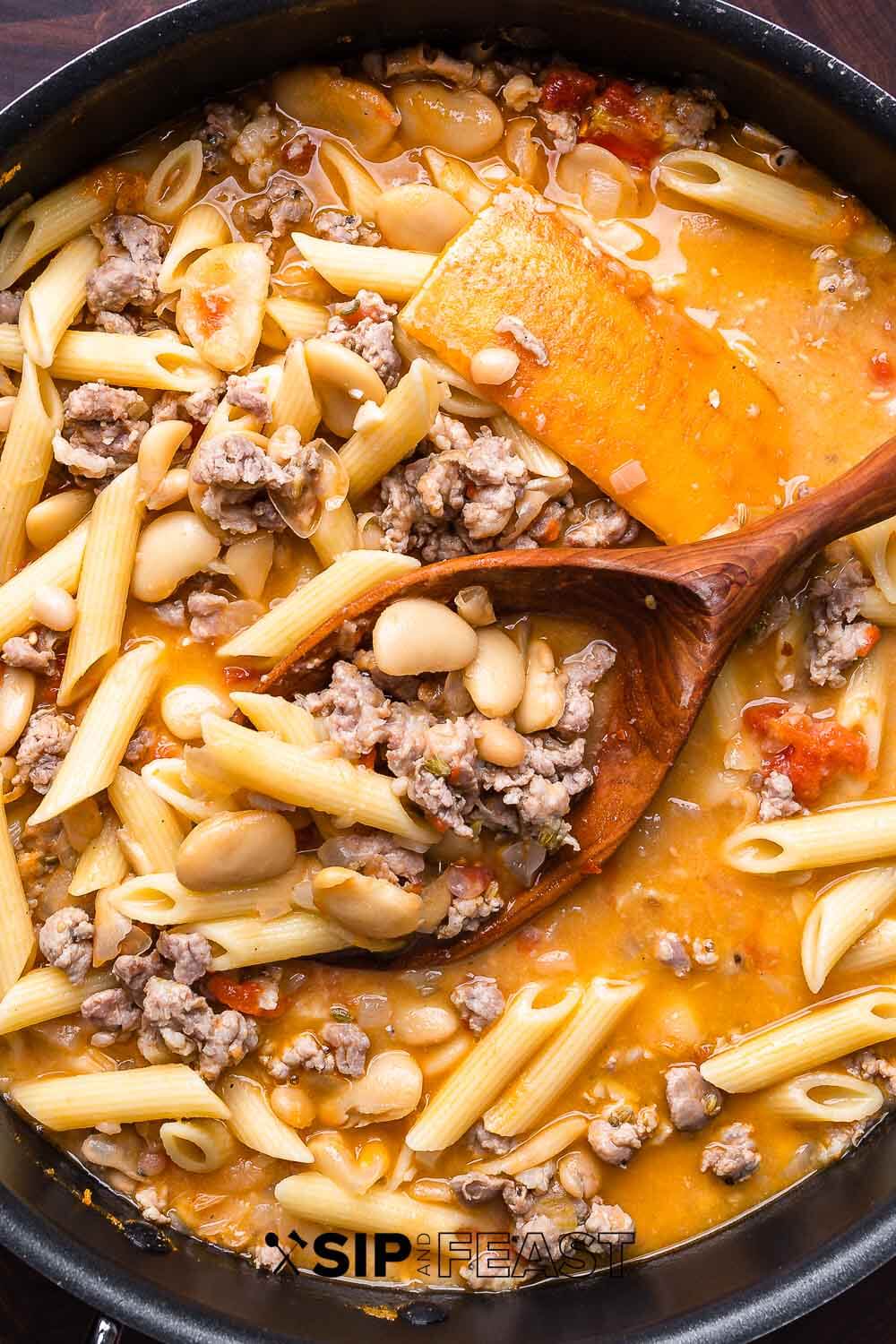 Sausage Pasta Fagioli - Sip and Feast