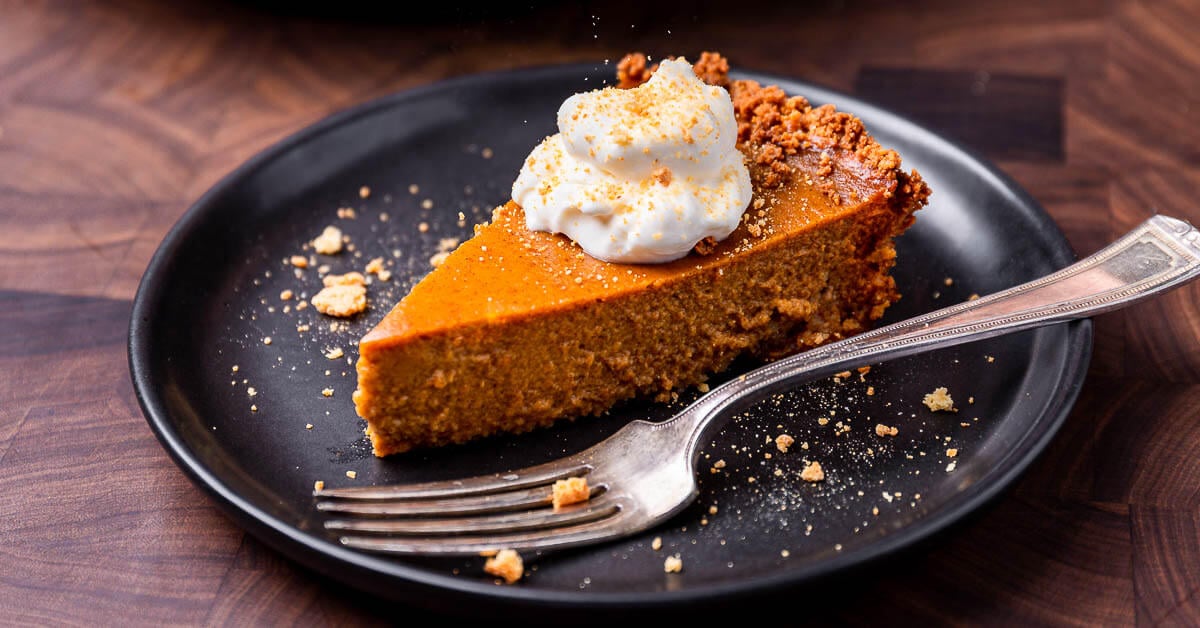 Pumpkin Pie with Amaretto Whipped Cream - Sip and Feast