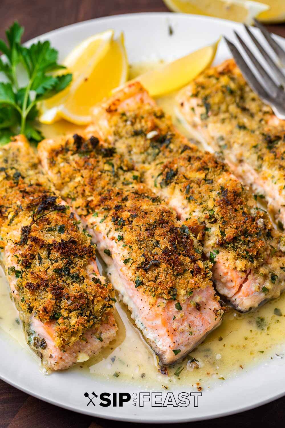 Salmon Oreganata - Sip and Feast