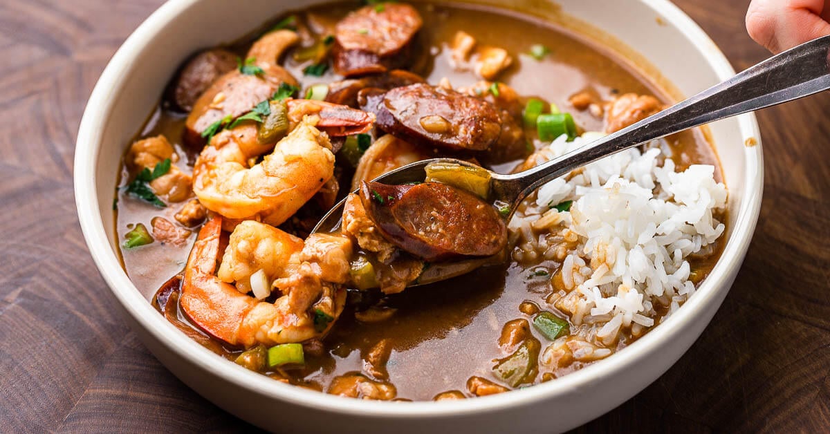 Chicken, Sausage, and Shrimp Gumbo - Sip and Feast