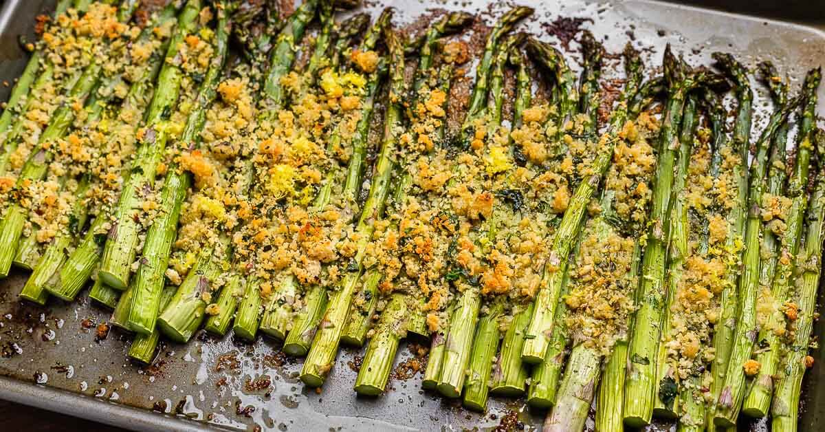 Baked Asparagus with Cheese and Breadcrumbs - Sip and Feast