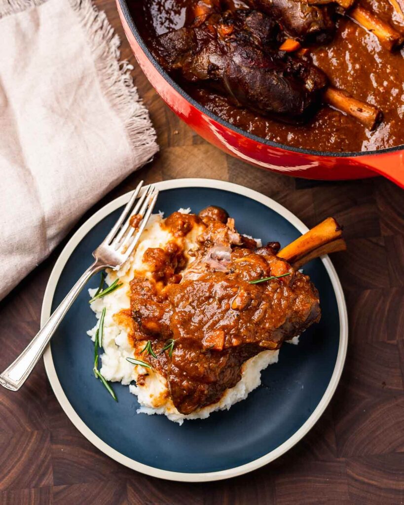 Red Wine Braised Lamb Shanks - Sip and Feast