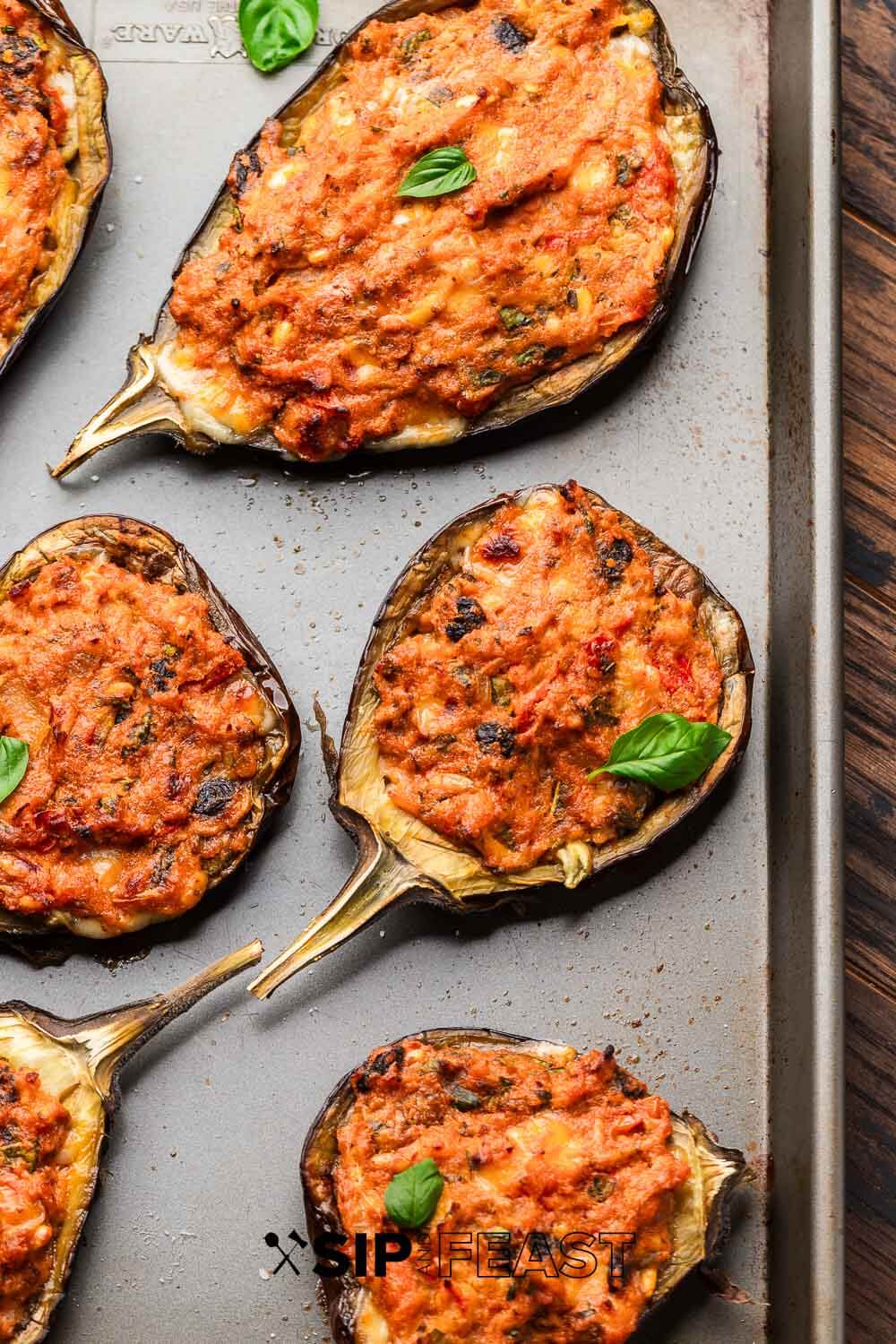 Stuffed Eggplant - Sip and Feast