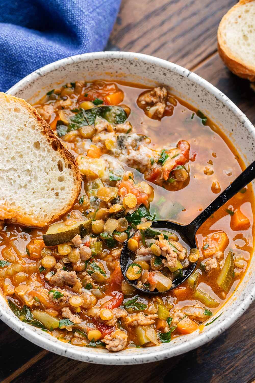 Sausage Lentil Soup - Sip and Feast