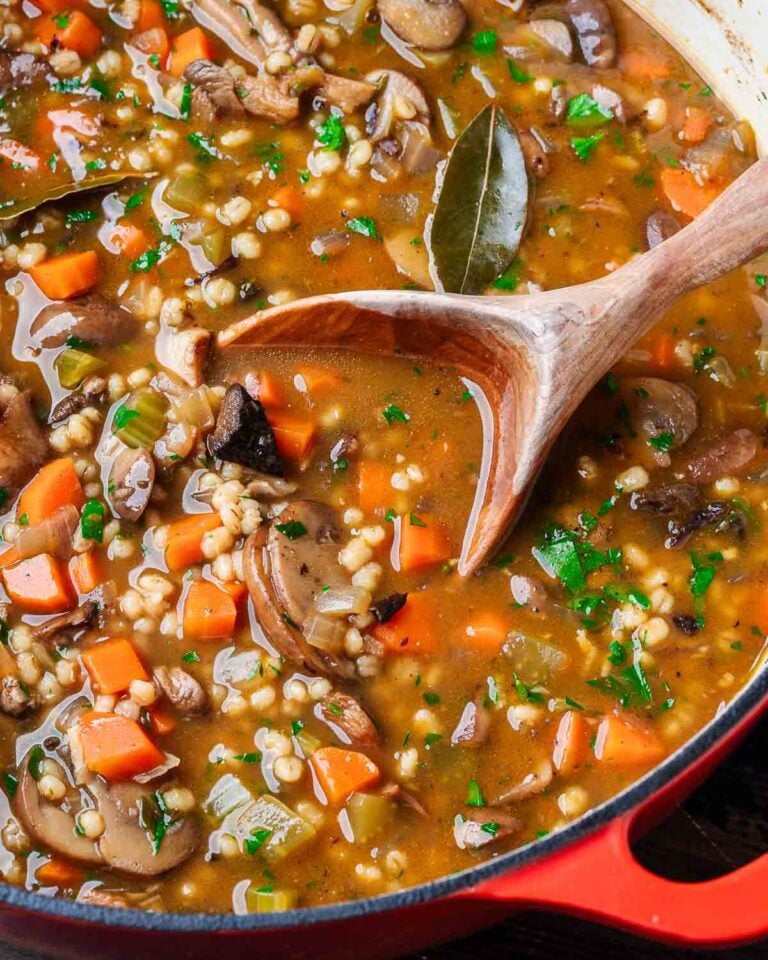 Mushroom Barley Soup - Simple and Hearty - Sip and Feast