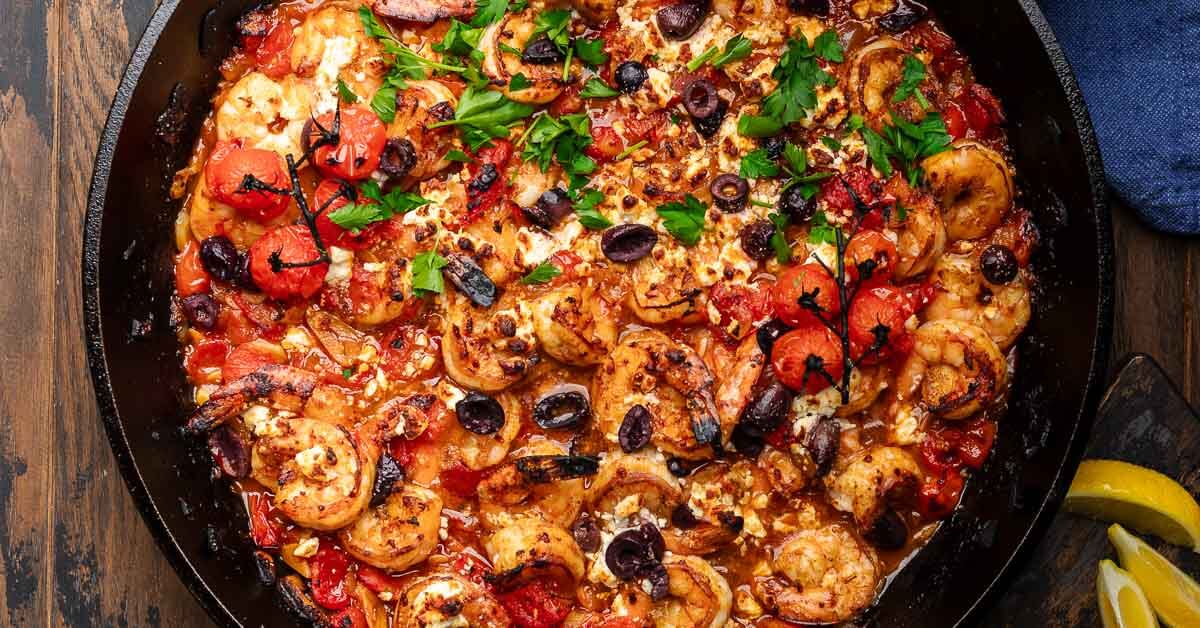 Shrimp Saganaki (Easy One-Pan Greek Shrimp) - Sip and Feast