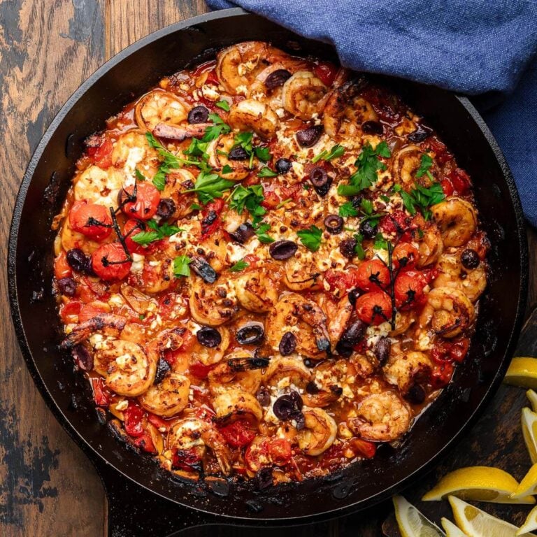 Shrimp Saganaki (Easy One-Pan Greek Shrimp) - Sip and Feast