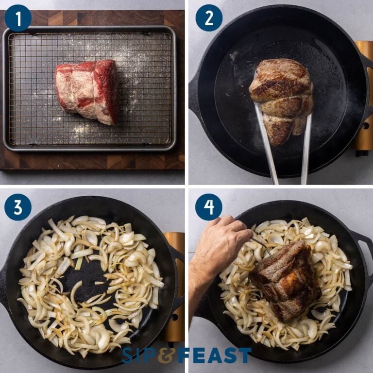 Beef Top Round Roast with Onion Gravy - Sip and Feast