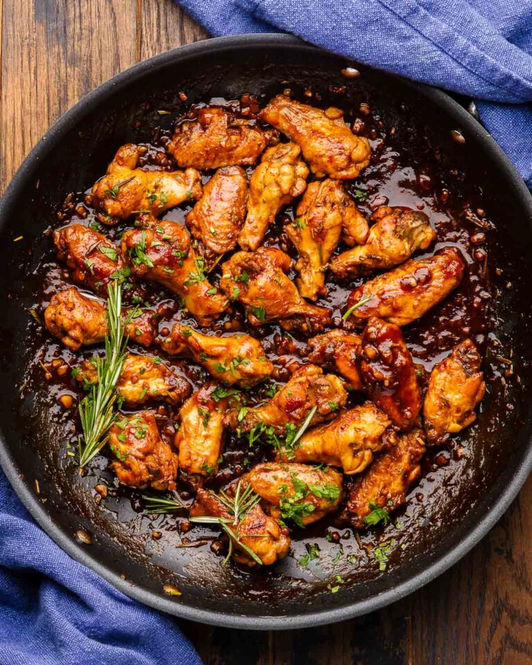 Balsamic Braised Chicken Wings - Sip and Feast