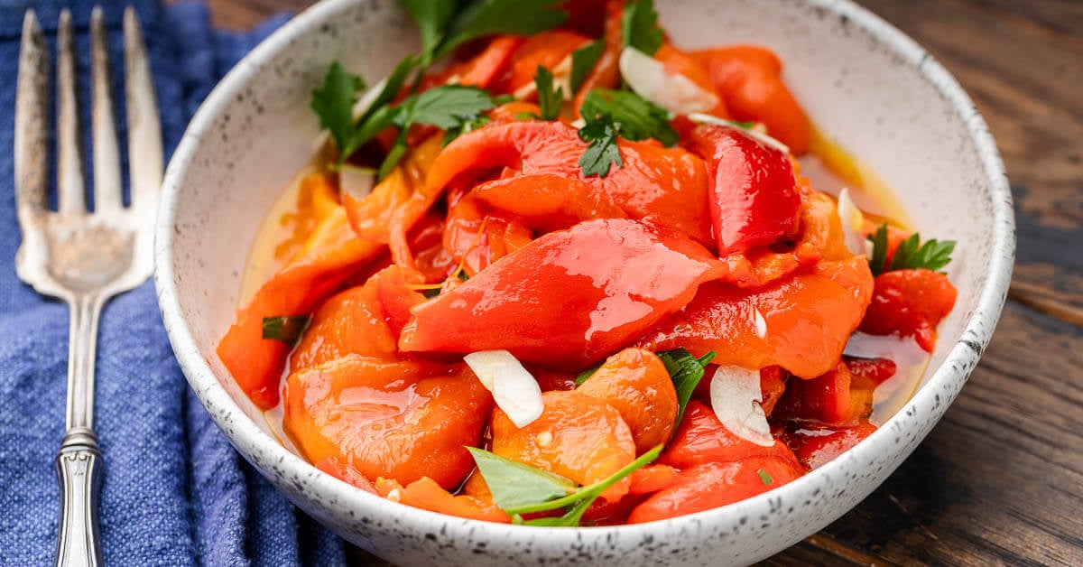 Italian Roasted Red Peppers - Sip and Feast