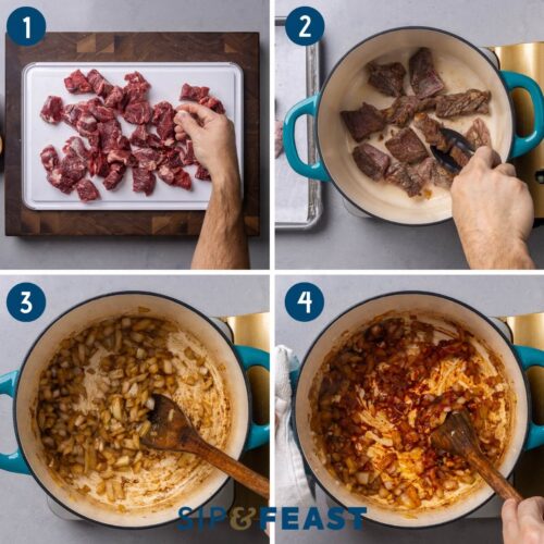 Smothered Beef Tips - Sweet and Tangy - Sip and Feast