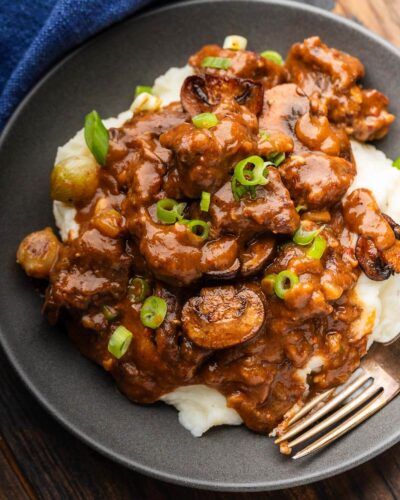 Smothered Beef Tips - Sweet and Tangy - Sip and Feast