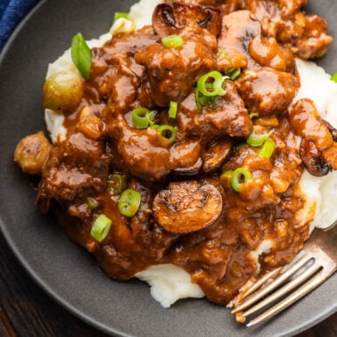 Smothered Beef Tips - Sweet and Tangy - Sip and Feast
