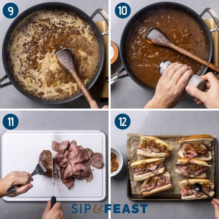 French Dip with Beefy Jus - Sip and Feast