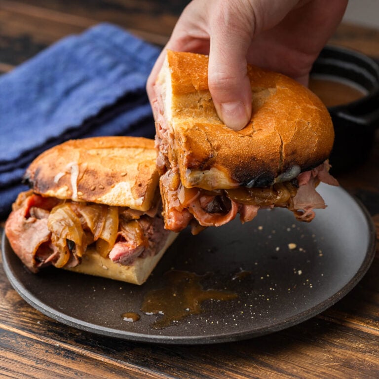 French Dip with Beefy Jus - Sip and Feast