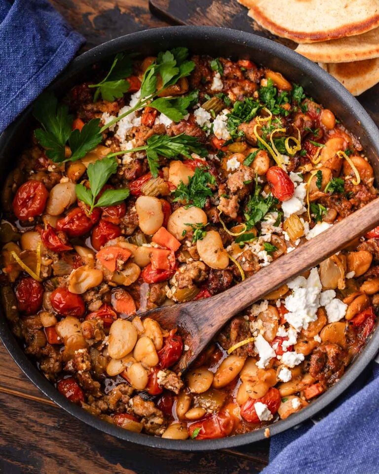 Greek Beans with Sausage (Old-World Comfort) - Sip and Feast