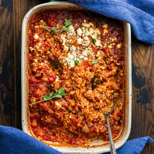 Baked Orzo with Greek-Inspired Flavor - Sip and Feast