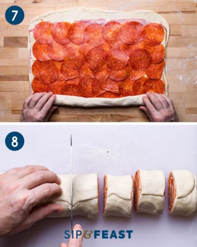 Pepperoni Pinwheels with Pizza Dough