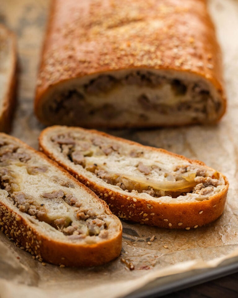 Sausage Bread (Onions, Mozzarella, and Pecorino)