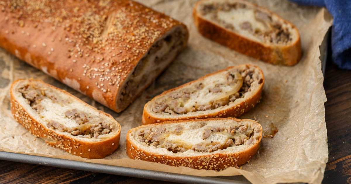 Sausage Bread (Onions, Mozzarella, and Pecorino)