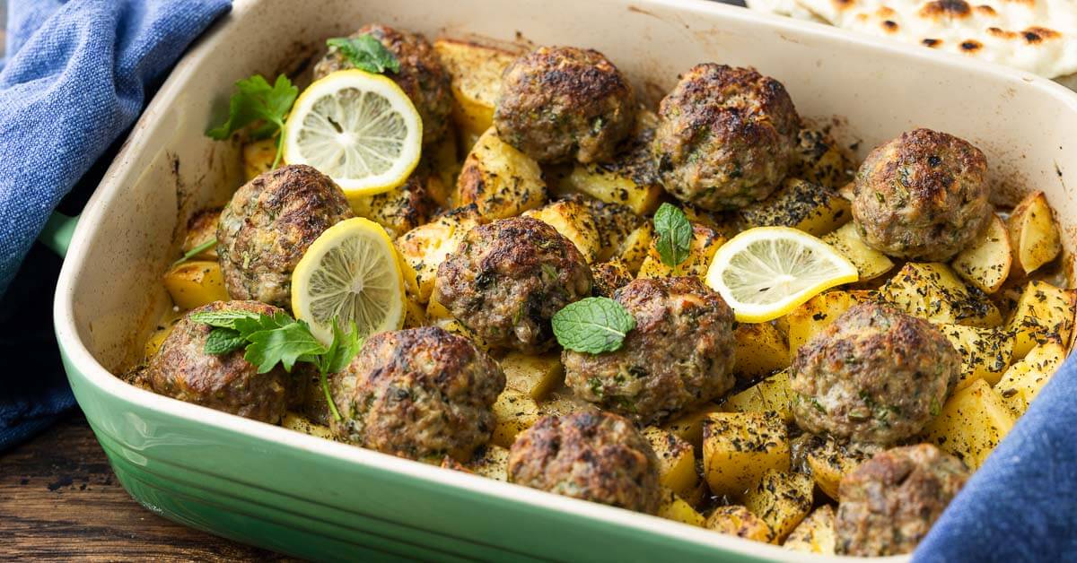 One-Pan Greek Meatballs and Potatoes - A Weeknight Favorite