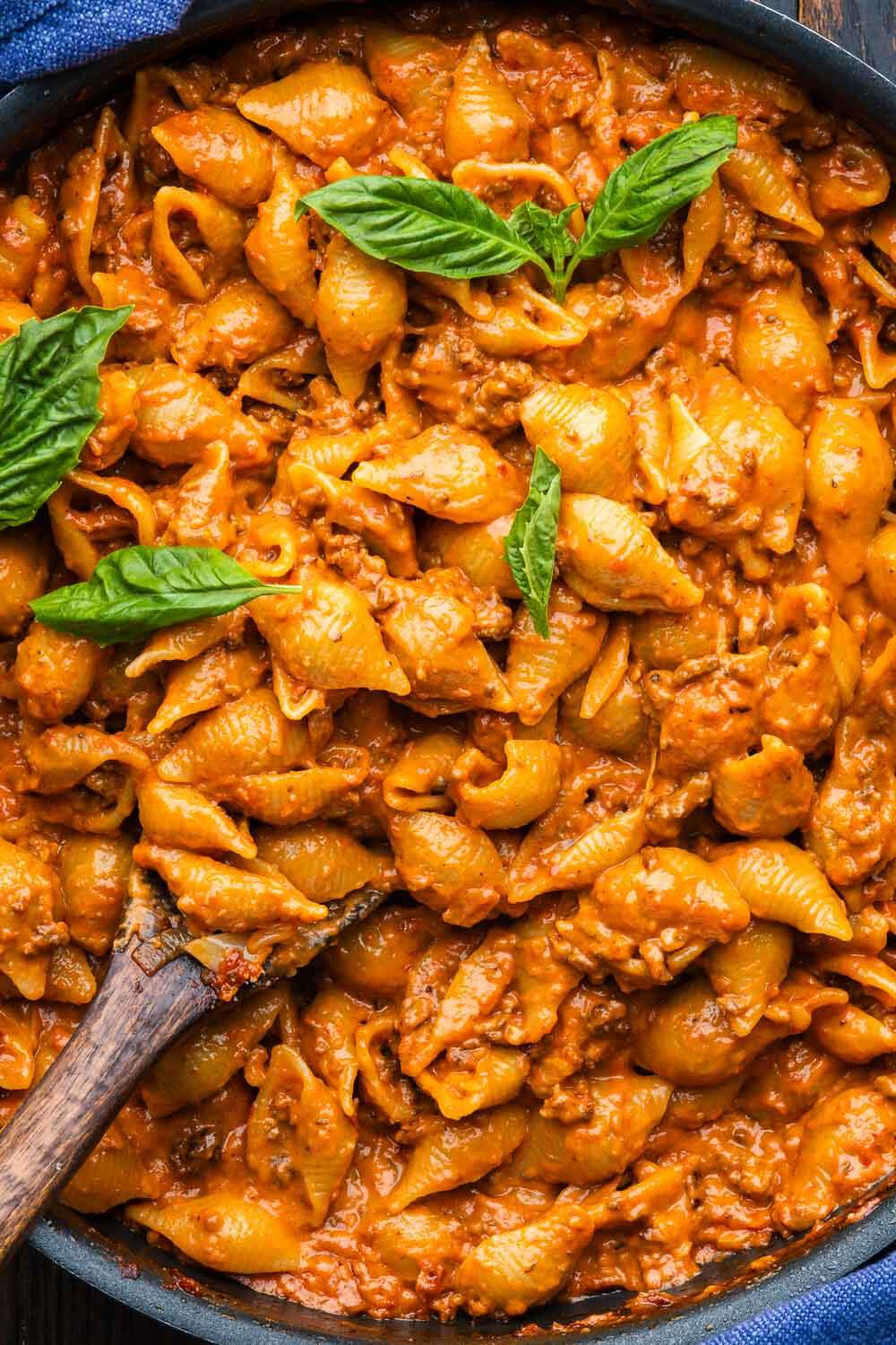 Creamy Beef and Shells (Easy One-Pot Meal) - Sip and Feast