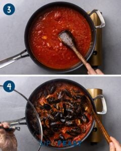 Linguine with Mussels in Spicy Red Sauce
